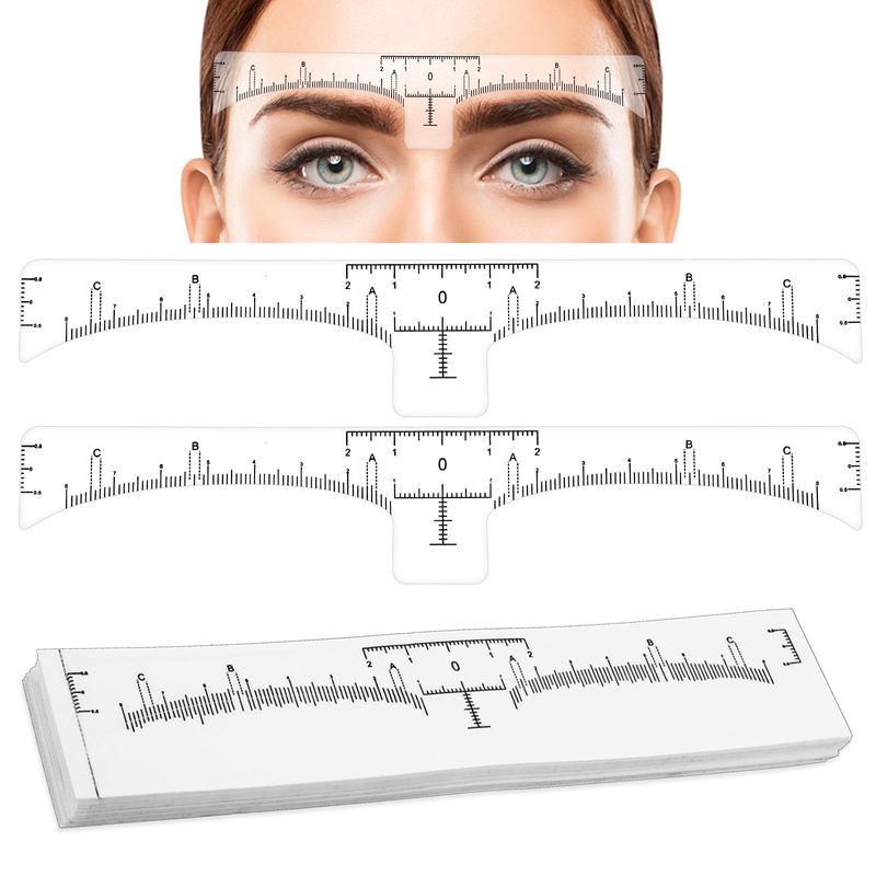 50Pcs Eyebrow Ruler Stencils - Abeillo Disposable Brow Ruler Sticker ...