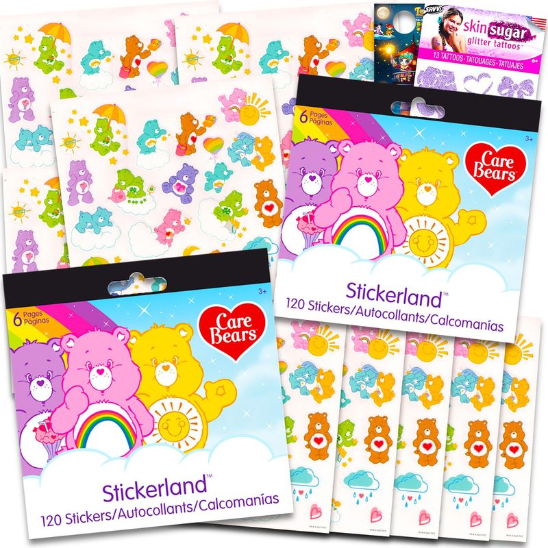 Care Bears Sticker Pack for Girls, Kids - Care Bears Party Favors Bundle with 12 Care Bears ...