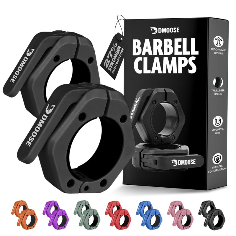 DMoose Fitness Barbell Clips 2" (Pair) - Quick Release Olympic Barbell ...