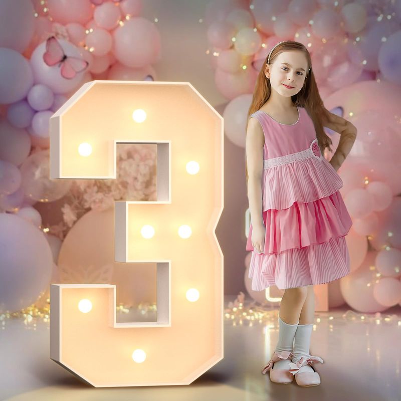 3FT Light Up Numbers Birthday Decorations for Women Men: Big Cardboard ...