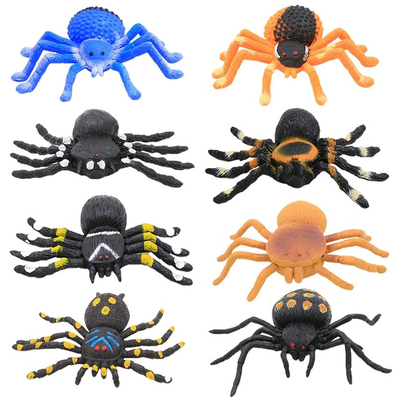8 Pack 5 inch Realistic Rubber Spider Toy, Black Spiders Toys Set ...