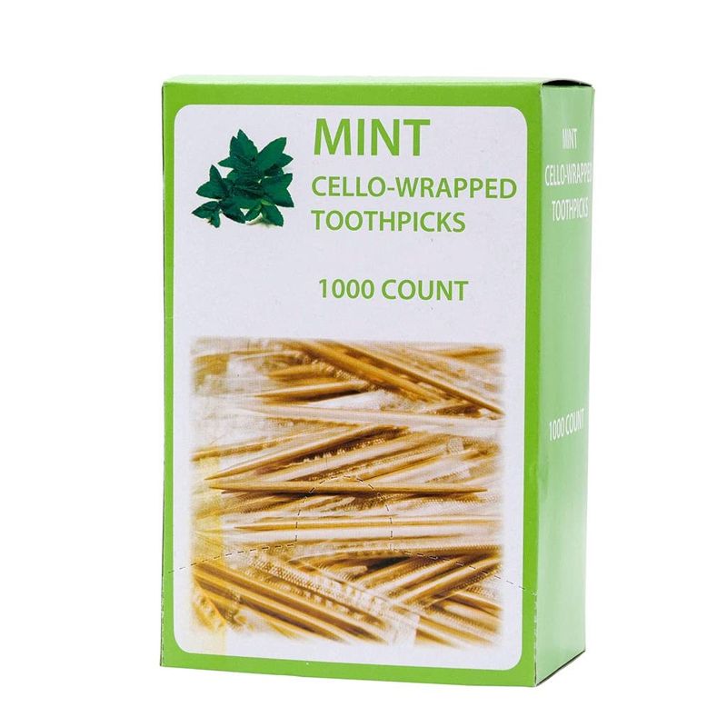 Wrapped Mint Wooden Toothpicks - Easy to use Dispenser - Great for ...