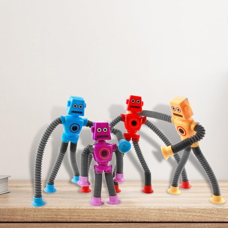 4 PCS Telescopic Suction Cup Robot, Stretch Robot Fidget Toy for Kids ...