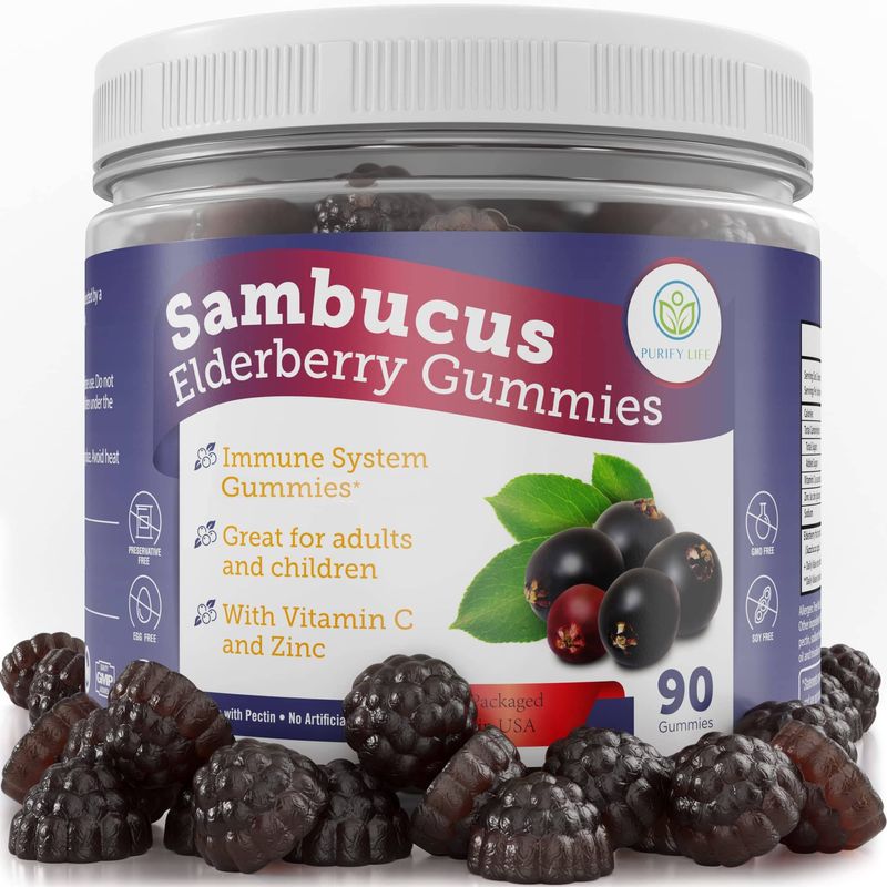 Potent Elderberry Gummies for Kids and Adults 90ct (4,500mg/serving ...