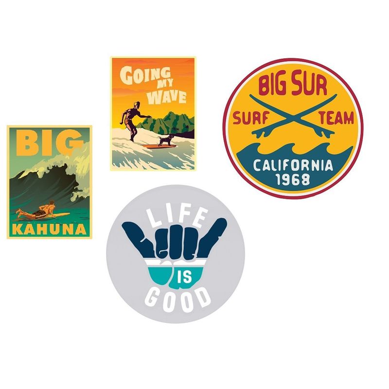 24/7stickers #154 Sticker Set of 4 Surfer Width Approx. 6 cm Beach ...