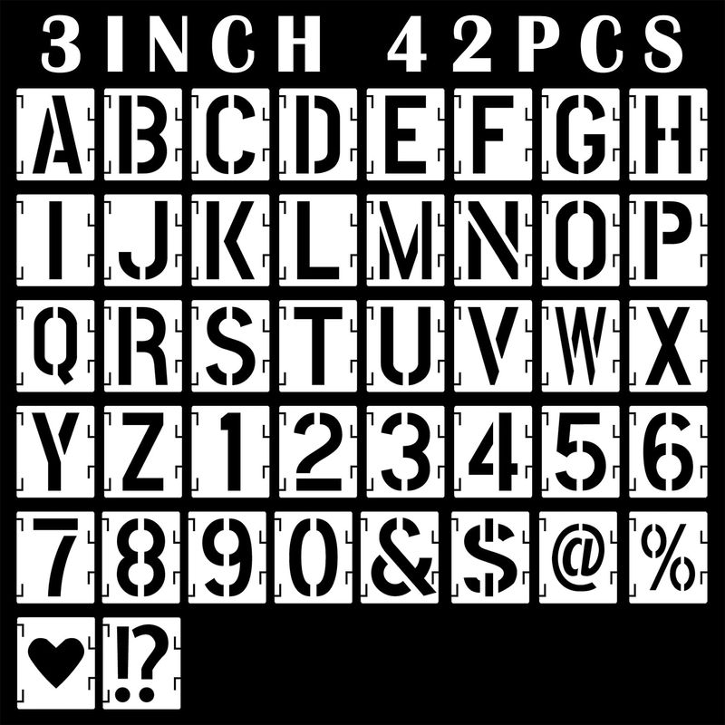 42Pcs Letter Stencils 3 inch, Symbol Numbers Craft Stencils, Reusable ...