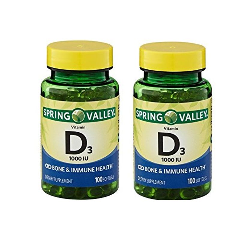 Spring Valley Vitamin D3, 1000 IU Bone & Immune Health - Twin Pack ...