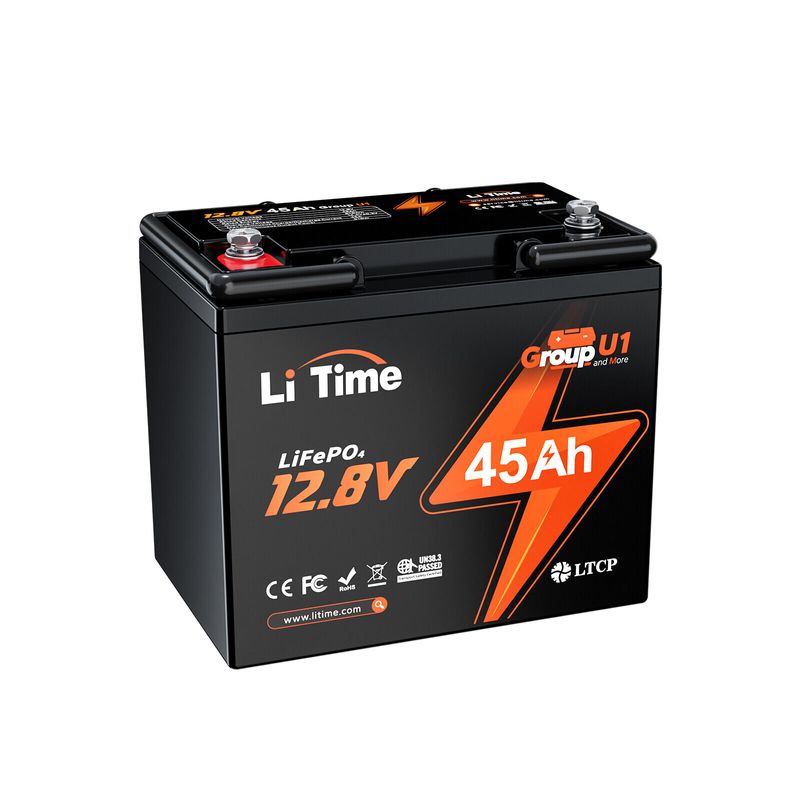 LiTime 12V 45Ah LiFePO4 Lithium Battery For 20-30lb Trolling Motor ...