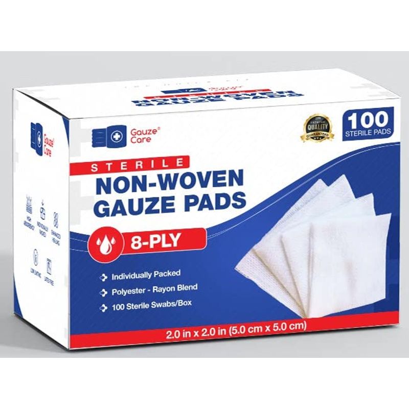 Non-Woven Sterile Gauze Pads 2x2 Pack of 100| 8 ply Gauze Sponges ...