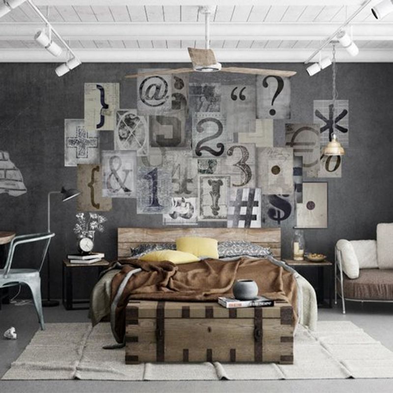 Creative Collage Wallpaper Mural Typography Alphabet Letters Art Decor ...