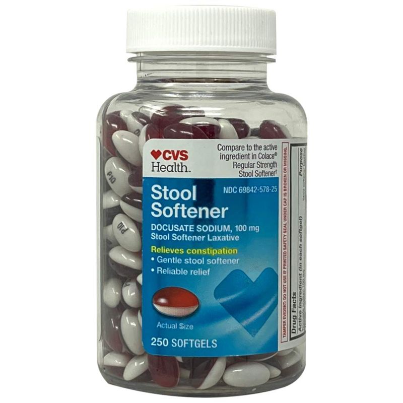 CVS Regular Strength Stool Softener, Docusate Sodium 100 mg, softgels ...