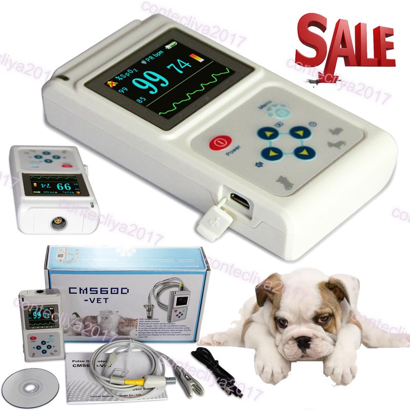 CMS60D-VET Veterinary Pulse Oximeter SPO2 Pulse Rate Monitor Ear/Tongue ...