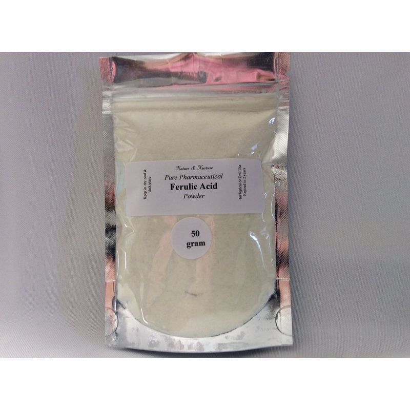 FERULIC ACID POWDER,(50 gram), Pure Extracted from Rice Bran Oil ...