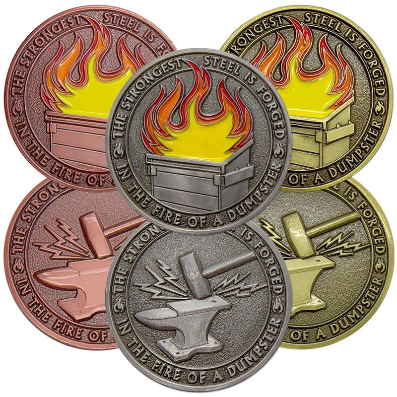 6 Pcs Dumpster Fire Challenge Coin, The Strongest Steel is Forged ...