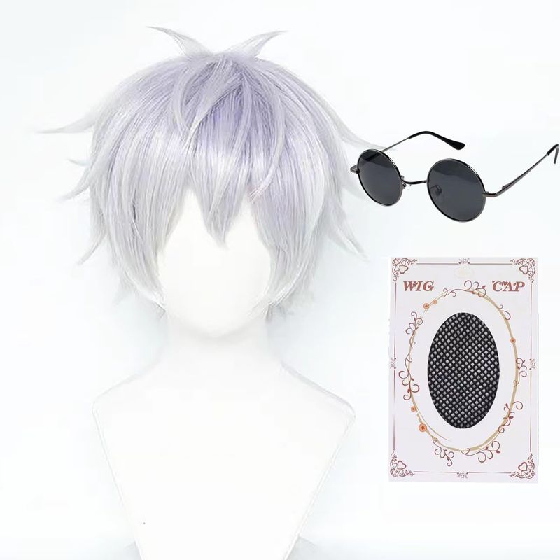 Jujutsu Kaisen Cosplay Wig Gojo Satoru Costume Wig with Black Glasses ...