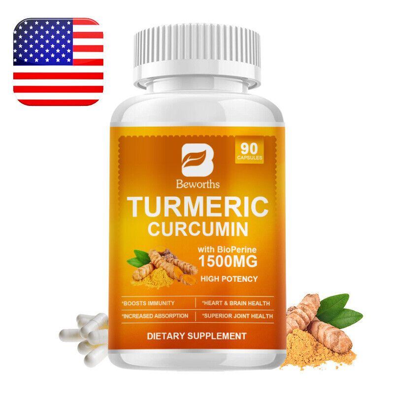 Turmeric Curcumin 1500mg with Black Pepper Joint Pain Maxx Strength 90 ...