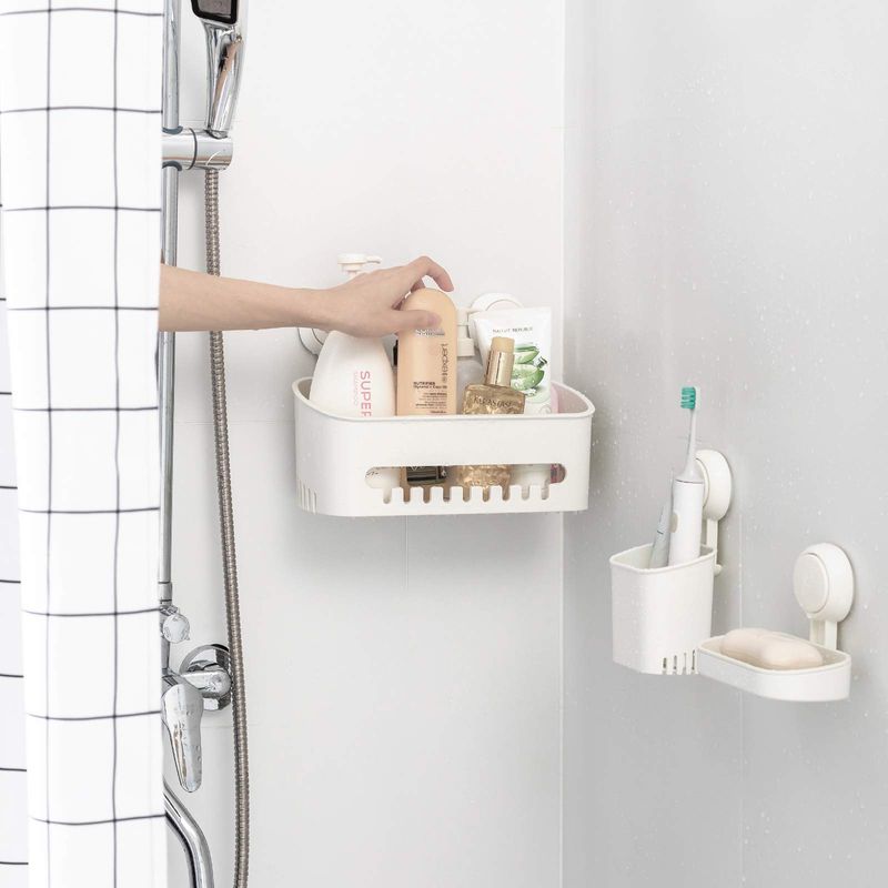 LEVERLOC Shower Caddy Suction Cup Set Shower Shelf Shower Basket NO ...