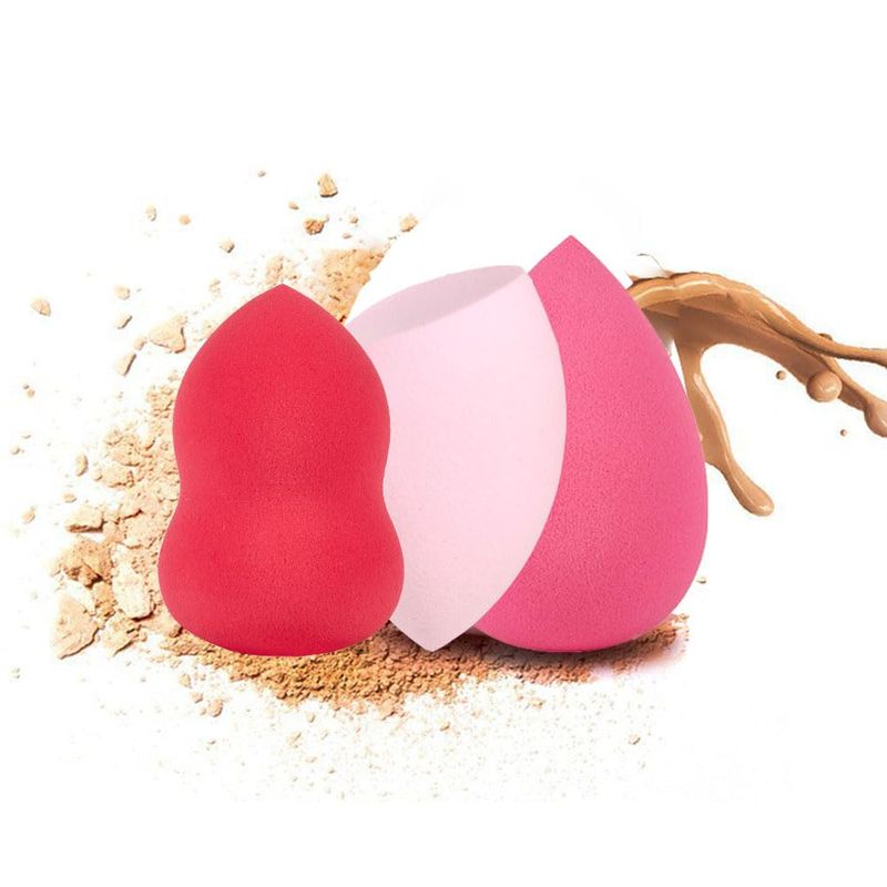 Beauty and Makeup Sponge 3PCS Set (Three Shaped Makeup Sponge Egg Mix ...