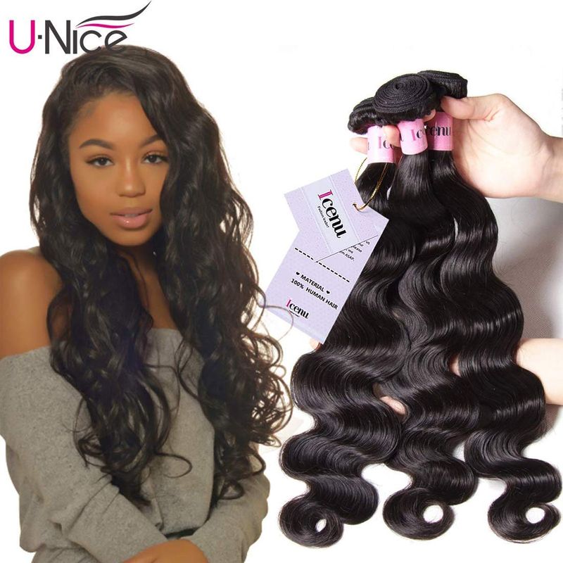 UNICE Malaysian Body Wave Human Hair Weave 3 Bundles 100% Unprocessed ...