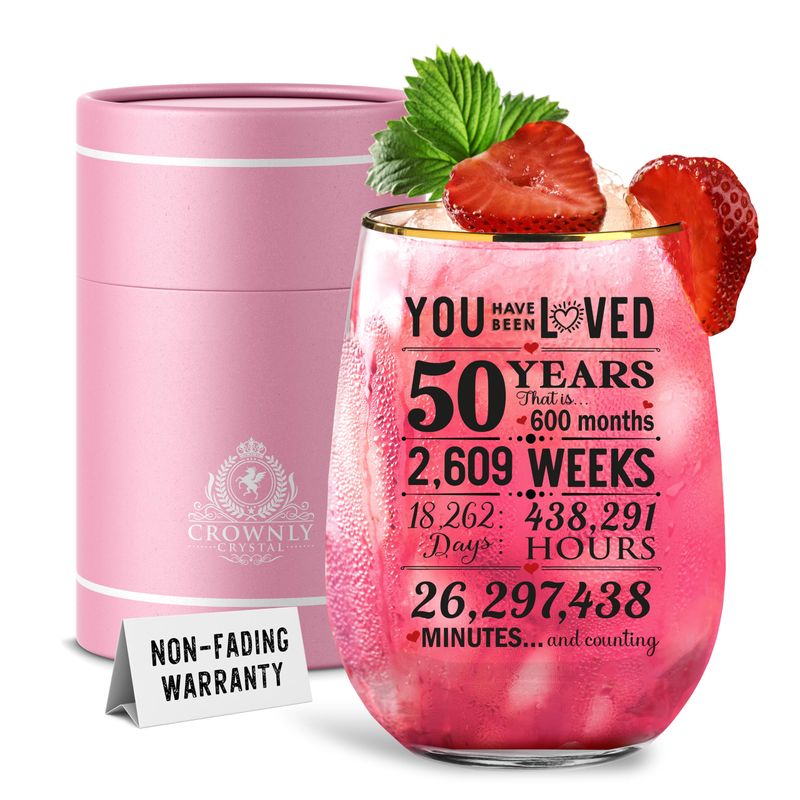 CROWNLY CRYSTAL® 50th Birthday Gifts Women Personalised Glass 50 Year ...