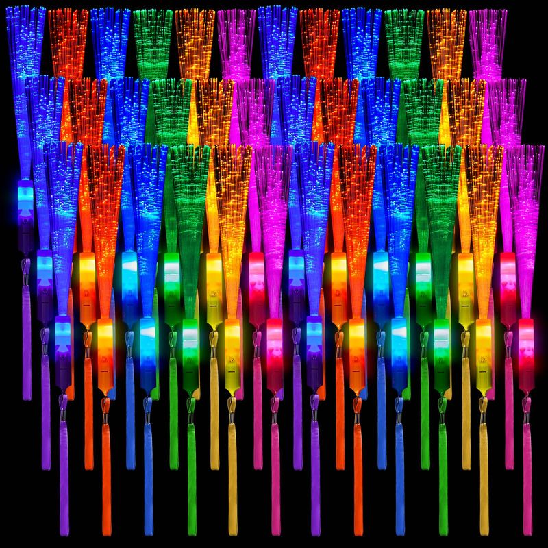 Zhanmai 24 Pieces Upgraded Glow Fiber Wands Sticks LED Light Fiber ...