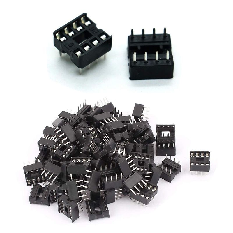 Youmile 50pcs DIP IC Socket 8 Pin DIP-8 2.54MM IC Socket Adapter Solder ...
