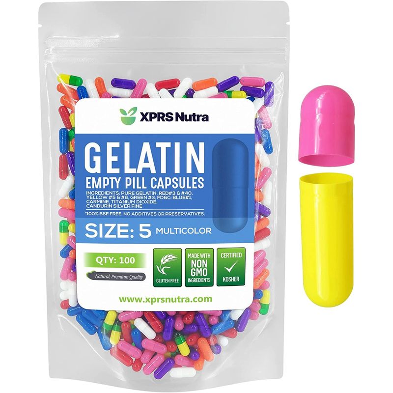 XPRS Nutra Size 5 Empty Capsules - 100 Count Very Small Empty Gelatin ...