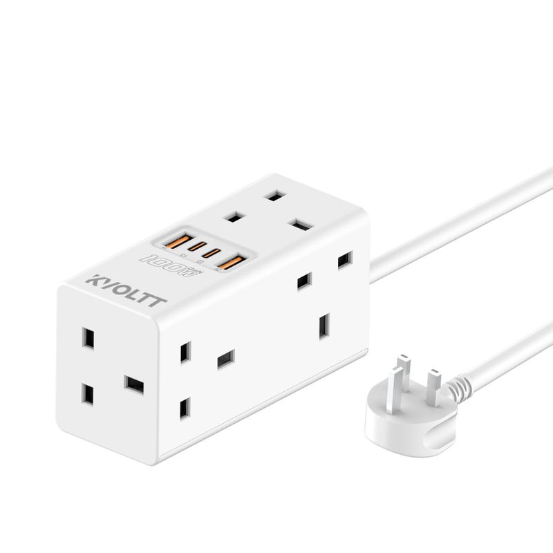 100W Extension Lead with USB Slots - 5 Way Cube Extension Lead with ...