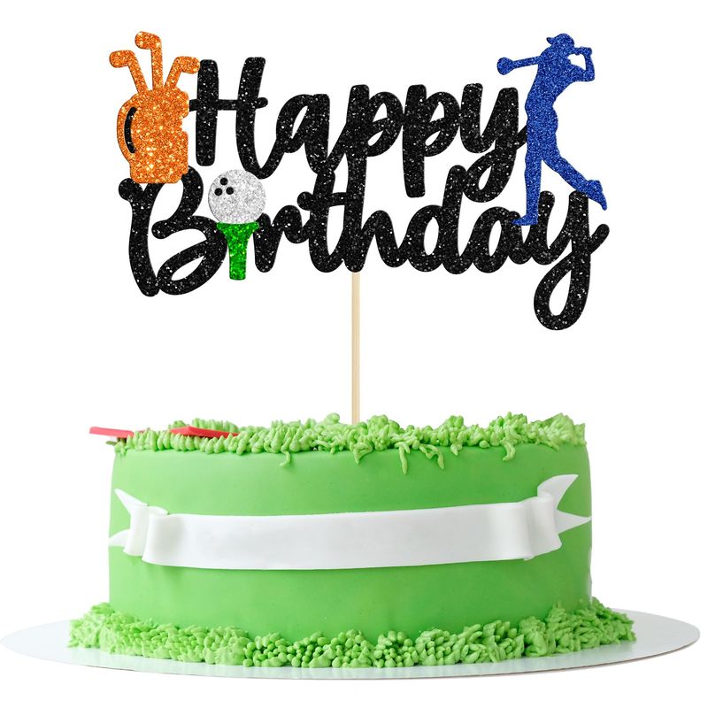 Gyufise 1Pcs Golf Cake Topper Golf Happy Birthday Sign Cake Topper Golf ...