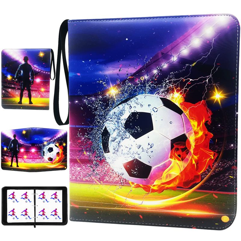 Soccer Card Binder 4 Pocket, Trading Card Binder with Sleeves, Sports ...