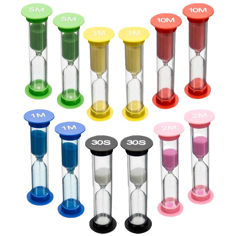 Set of 12 Hourglass for Children Timer Coloured Hourglass Set 30 ...
