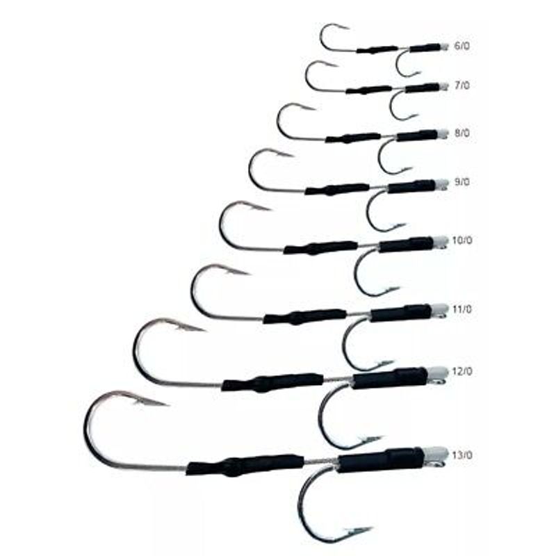 9/0 Double Stainless Cable Hook Rig Wahoo Tuna Mahi Marlin Hookset ...