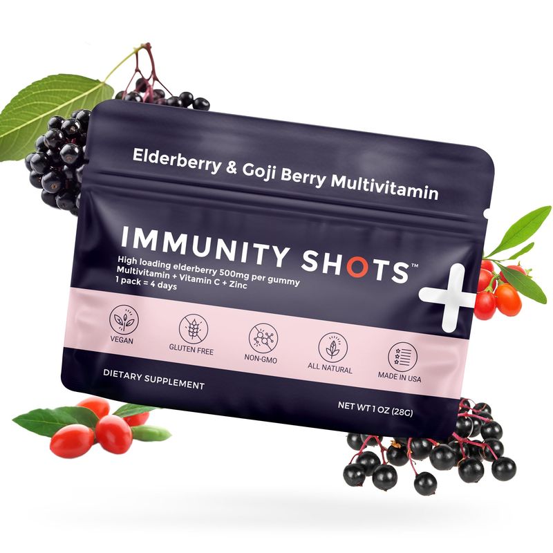 Immunity Shots - Elderberry and Goji Berry 500mg Multivitamin Gummies ...