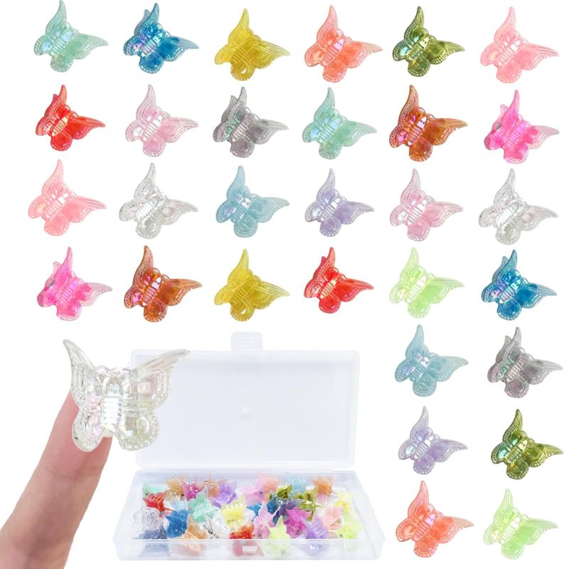 Bmeigo Pack of 30 Small Butterfly Hair Clips for Girls Women, Colourful ...