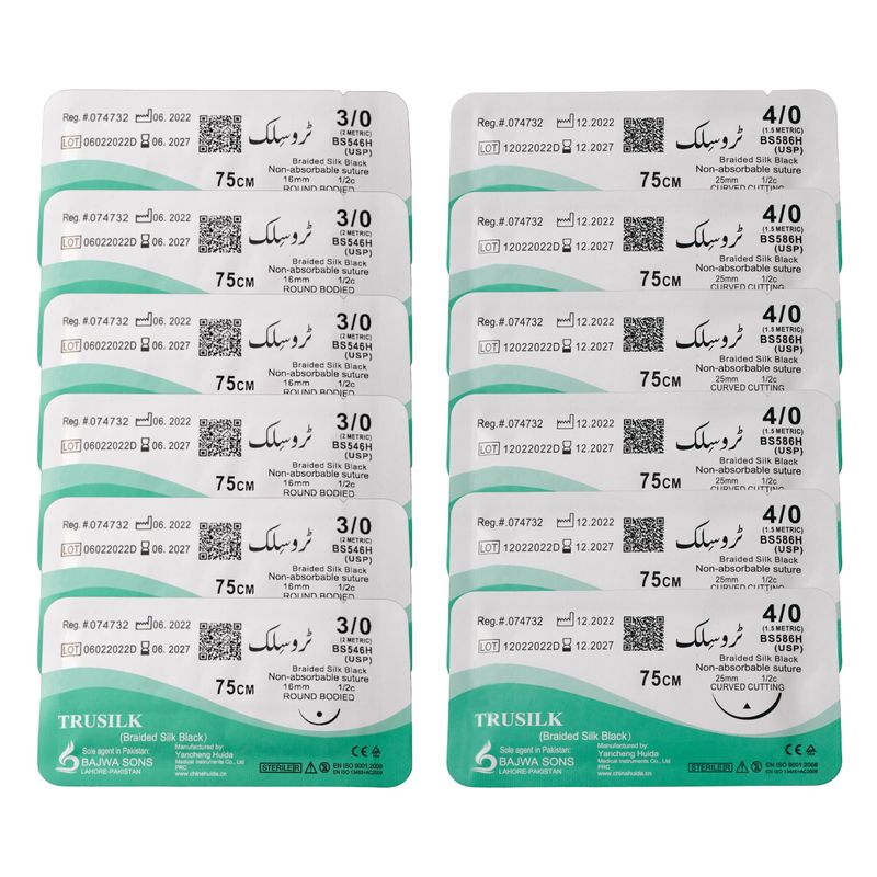 Silk Suture Threads 12 PCS Including 3/0 and 4/0 Best Braided Silk ...
