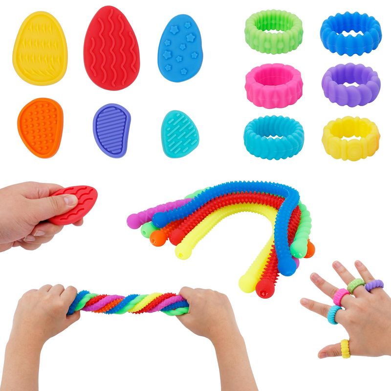 24pcs Sensory Stretchy Toys, Textured Worry Stone, Stretchy Strings ...