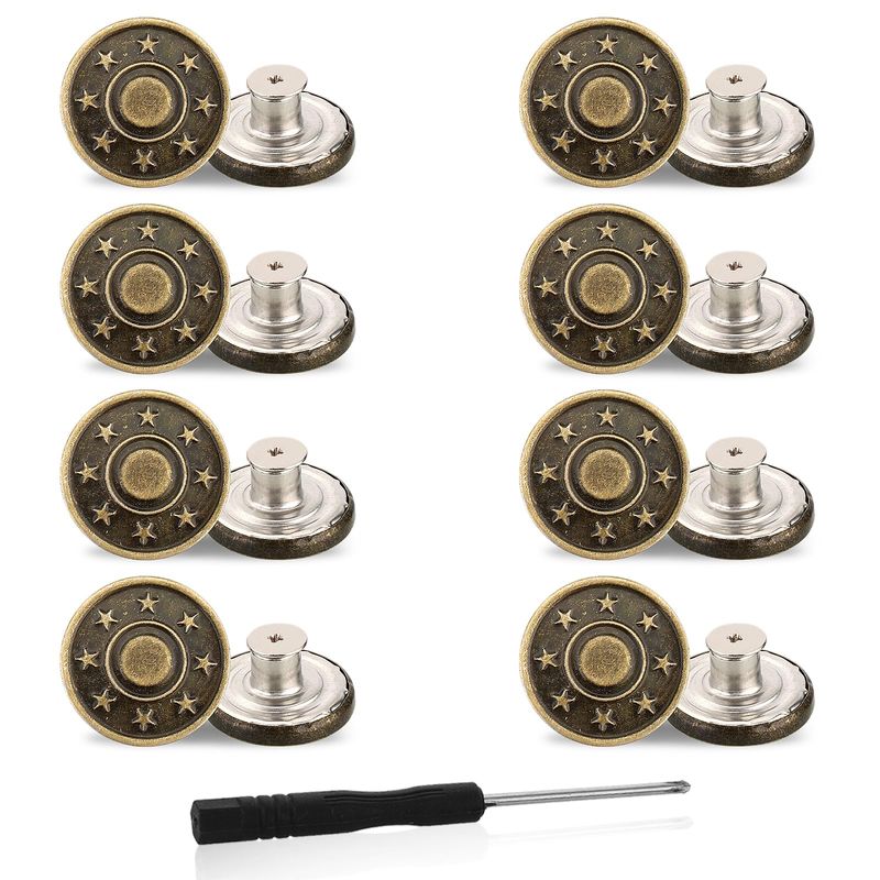 Amaxiu Jeans Buttons Replacement, 8PCS Instant No Sew Buttons for Pants ...