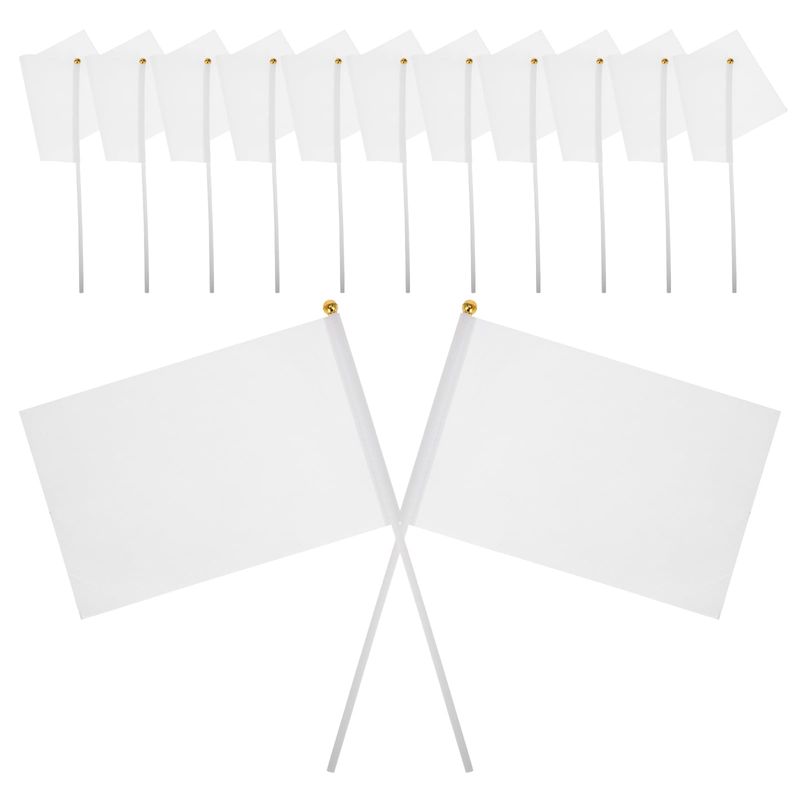 NUOBESTY 48 Pcs White Mini Flags on Sticks Hand Held DIY Graffiti Flag ...