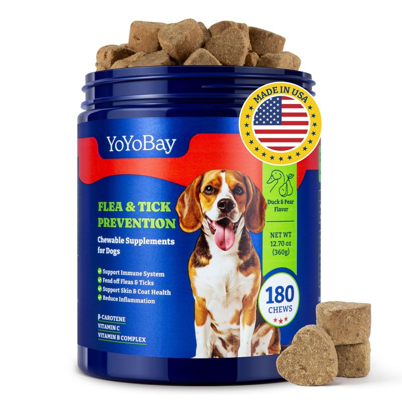YoYoBay Flea and Tick Prevention for Dogs Chewable - 180 Soft Chews ...