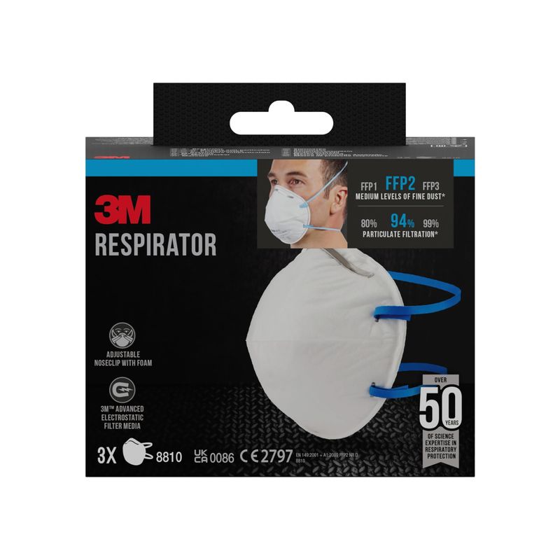 3M FFP2 Respirator Mask 8810, FFP2 Masks for Hand Grinding, Power Tool ...