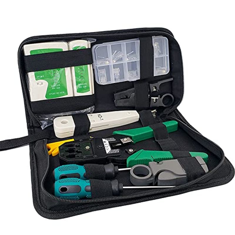 PALMIER 9-Piece Wired LAN Kit, LAN Cable, DIY Tool, Cable Tester, LAN ...