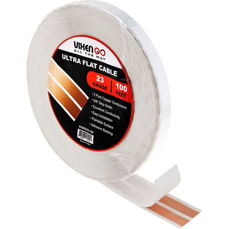 VIXEN GO Hidden Flat Wire 2 Conductor 23 Gauge Paintable Cable for LED ...