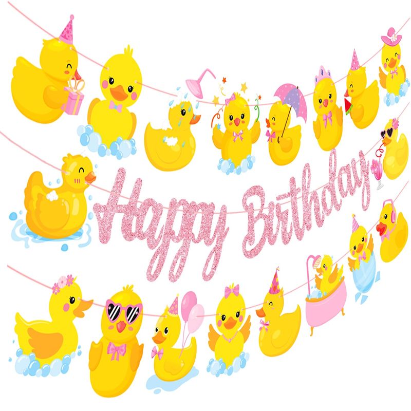 Duck Birthday Party Banners 3Pcs Rubber Duck Birthday Decorations ...
