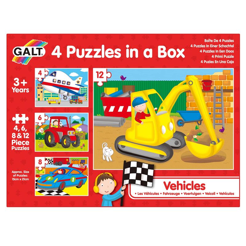 Galt Toys, 4 Puzzles in a Box - Vehicle Themed, Multi Sized/Piece ...