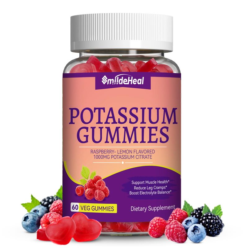 Potassium Gummies,Chewable Potassium Supplement 1000mg for Adults ...