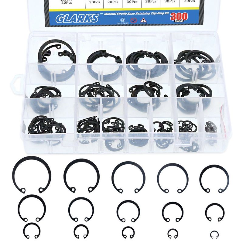 Glarks 300Pcs 15 Size Metric Internal Circlips Snap Retaining Ring ...