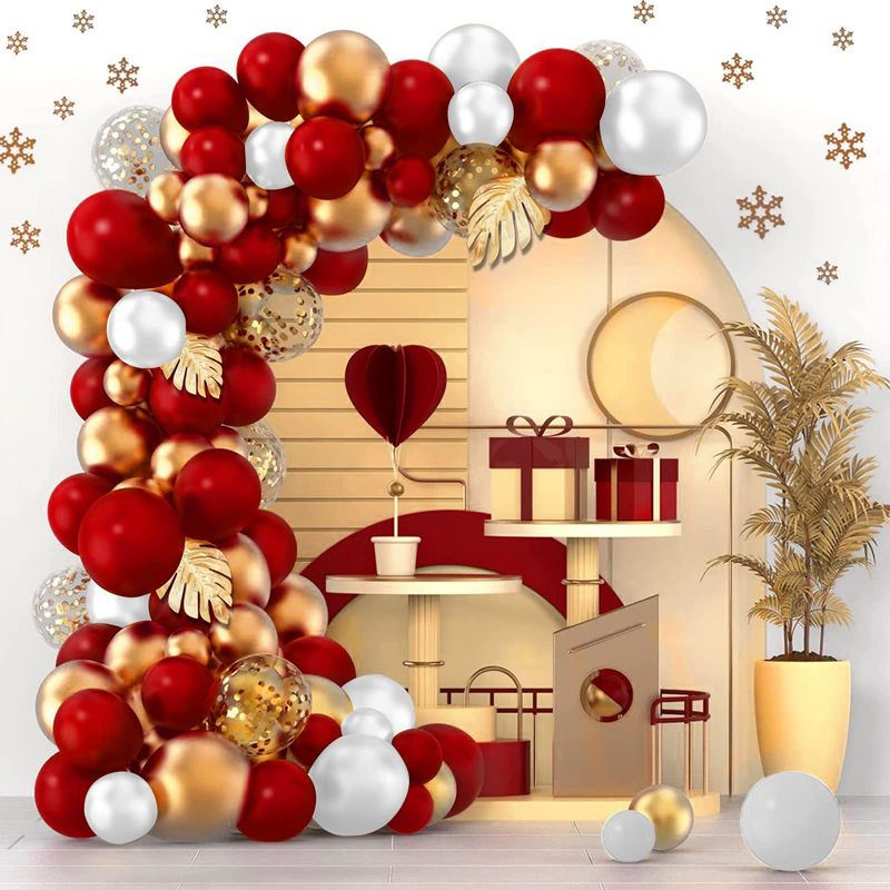 DUGEHO Balloon Arch Kit, 107-Pack Balloon Arch Wreath Kit, Ruby Red and ...