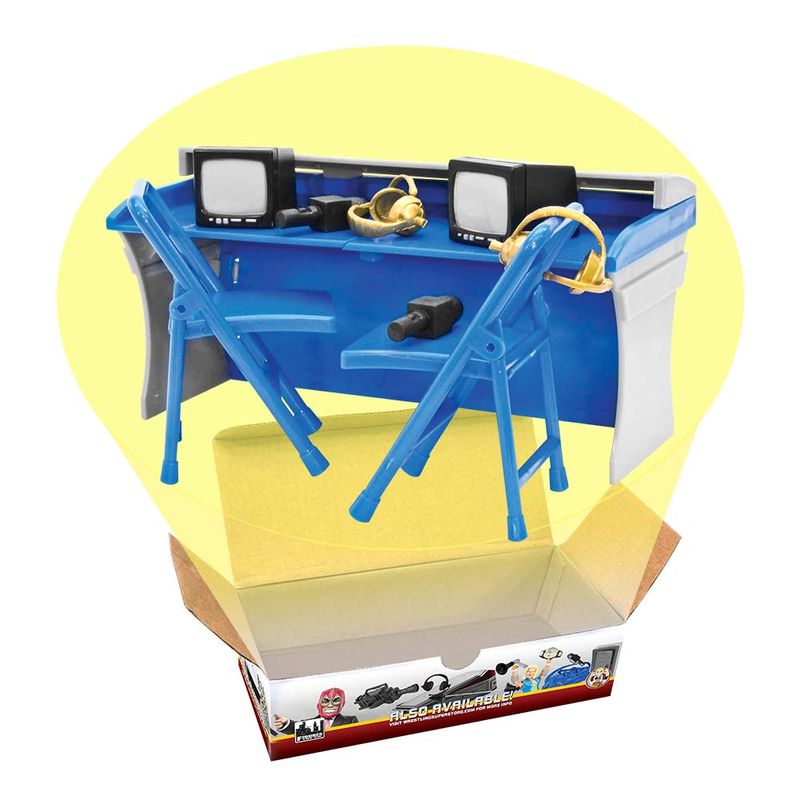 Blue & Gray Commentator Table Playset for Wrestling Action Figures ...