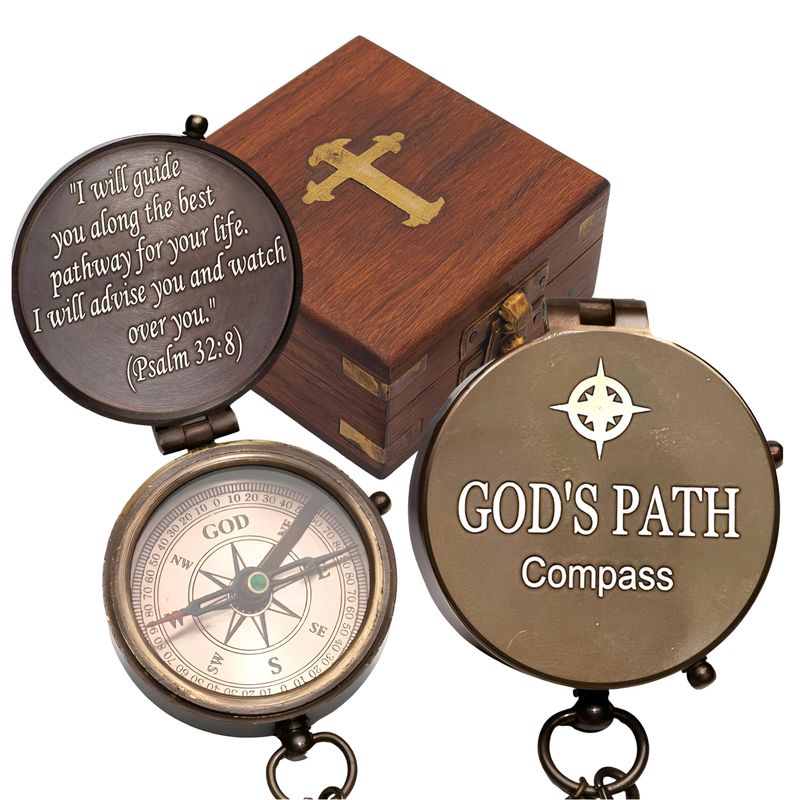 PSALM God's Path Compass - Engraved Working Handmade Antique Compass ...