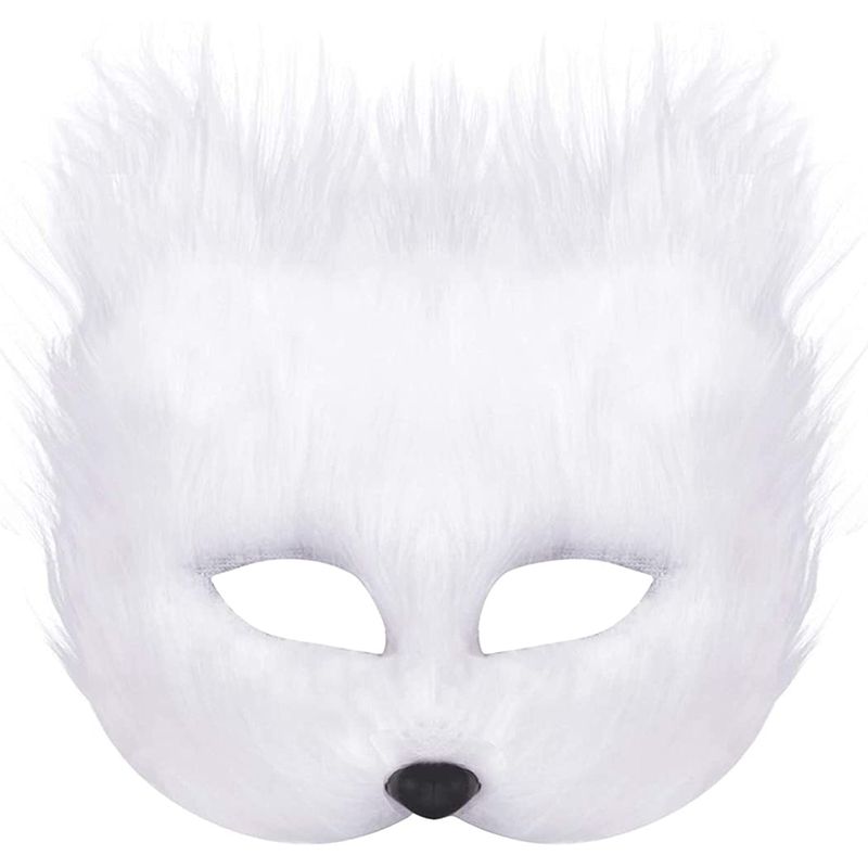 Furry Fox Mask Halloween Fox Mask Faux Fur Fox Cat Masquerade Mask ...